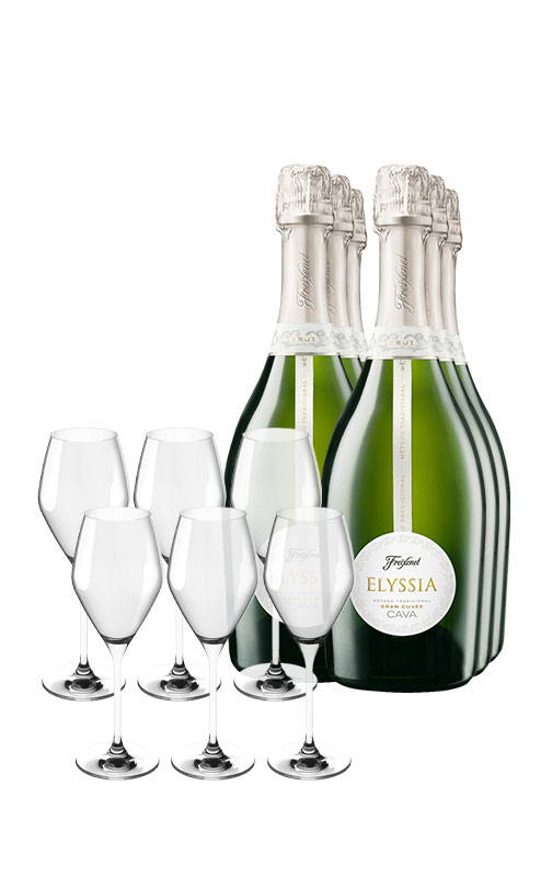 Comprar Pack Elyssia Gran Cuvée Brut con Copas (x6) | Bodeboca