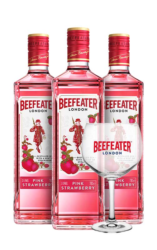Comprar Beefeater Pink Strawberry (x3) con 6 Ballon Glass | Bodeboca